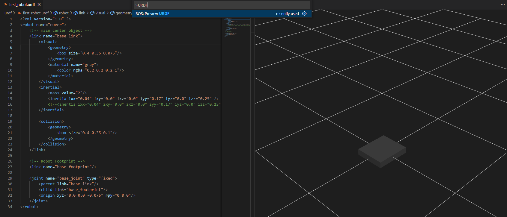 VSCodeでURDFの作成と表示(ROS2-Foxy) - フードテックブログ